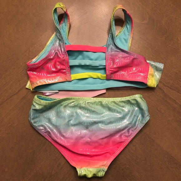 Swim | Girls Mermaid Scales Ruffle 2 Piece Bathing Suit Bikini | Poshmark